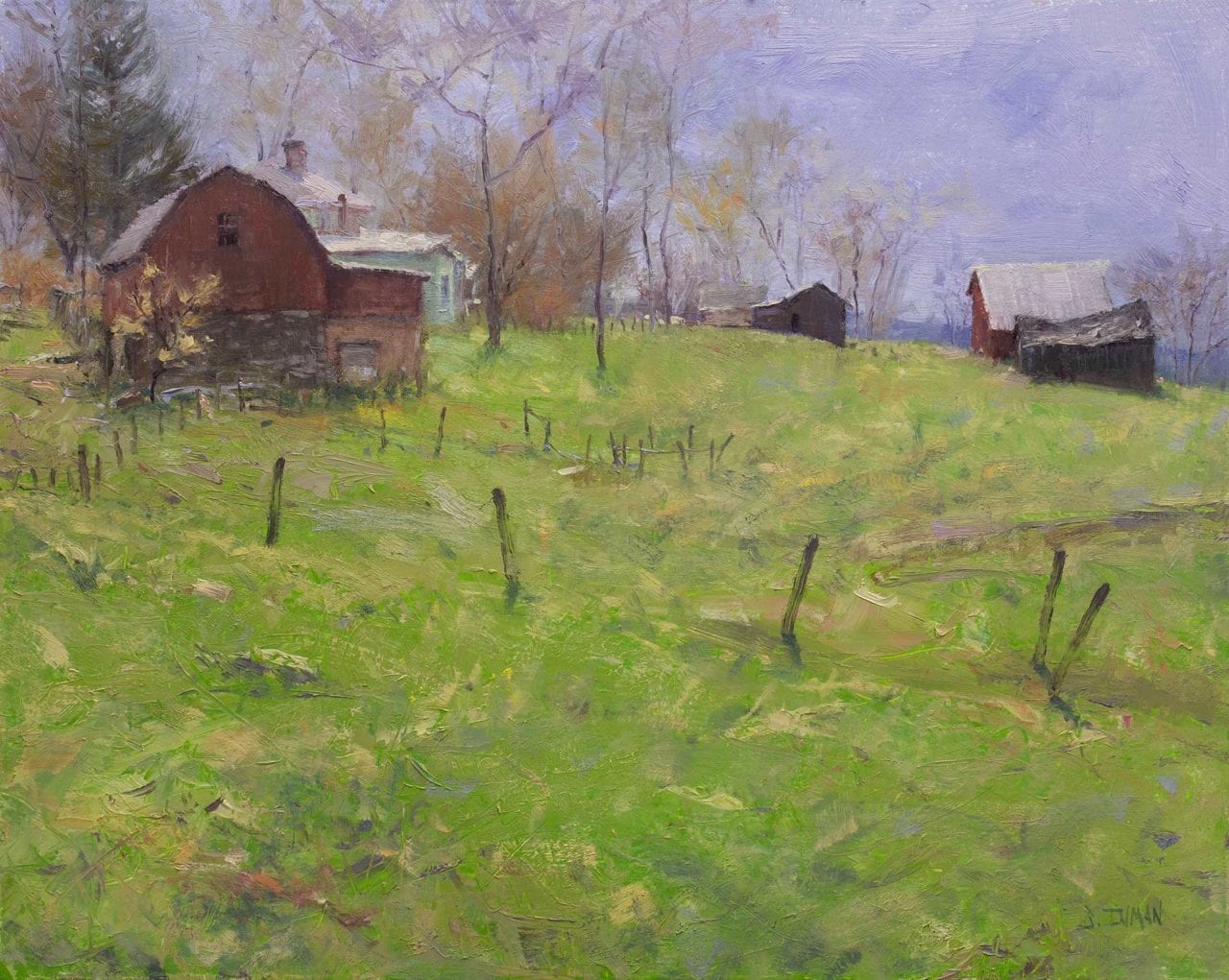 9 Steps to Paint a Tranquil Farmstead with Old Barns | Master Oil Painting